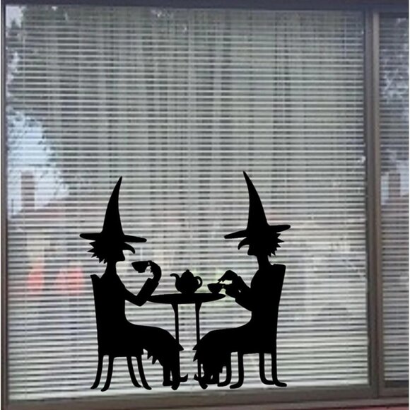 Mcadoorwe | Holiday | Halloween Witch Tea Party Window Silhouette Decal ...